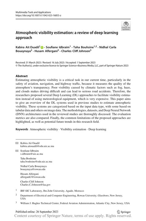 Atmospheric Visibility Estimation A Review Of Deep Learning Approach