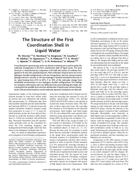 Pdf The Structure Of The First Coordination Shell In Liquid Water