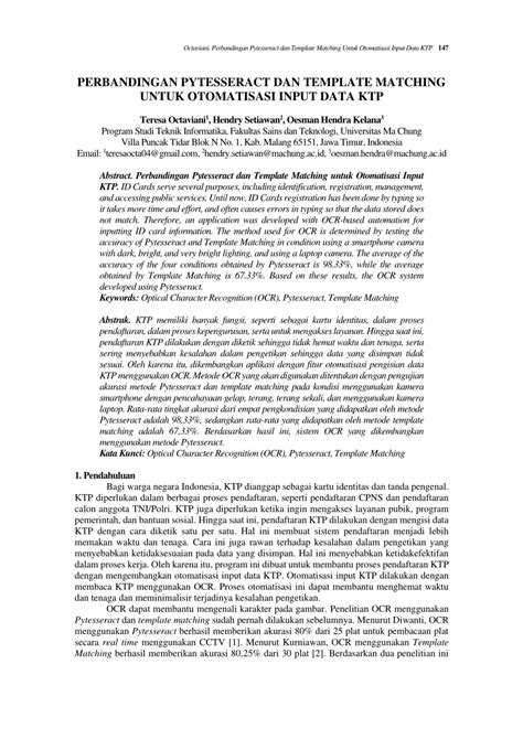 Pdf Perbandingan Pytesseract Dan Template Matching Untuk Otomatisasi