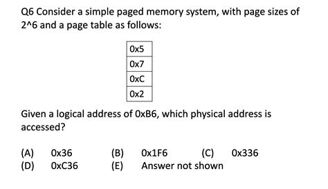 Solved Q6 Consider A Simple Paged Memory System With Page