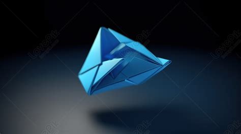 사실적인 3d 렌더링 배경에 있는 상징적인 부동 파란색 봉투 우편 배경 사실 배경 실적 배경 이미지 Hd 우편 사실