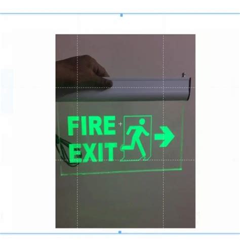 Green Battery Backup LED Exit Signage Shape Rectangular Dimensions L X W Inch In Hyderabad