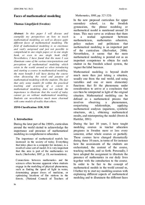 Pdf Faces Of Mathematical Modeling
