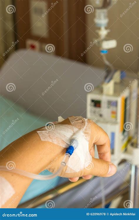 Patient With An Intravenous Line Stock Photo Image Of Palm Fluids