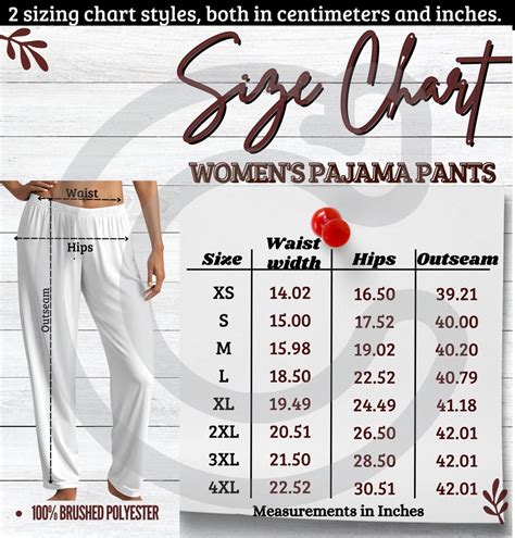 Womens Pajama Pants Size Chart Pajama Pants Size Guide Printable