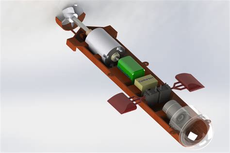 C14 简易水下无人潜艇模型三维建模图纸 Solidworks设计 Solidworks 2016 模型图纸下载 懒石网