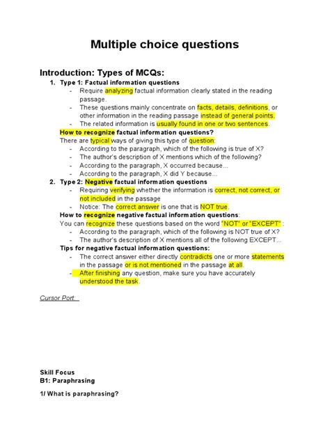 Multiple Choice Questions Pdf Question Multiple Choice
