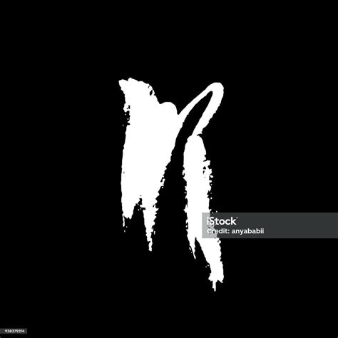 R Handwritten 드라이 브러쉬에 의해 편지 거친 스트로크 글꼴 질감 벡터 일러스트입니다 그런 지 스타일 우아한 알파벳 거친에 대한 스톡 벡터 아트 및 기타 이미지