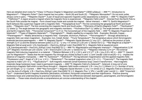 Class 12 Short Notes Physics Chapter 5 Pdf Magnetism Ferromagnetism