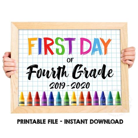 First Day Of 4th Grade Sign Free Printable Free Printable Download