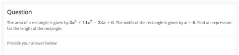 Solved Question The Area Of A Rectangle Is Given By Chegg