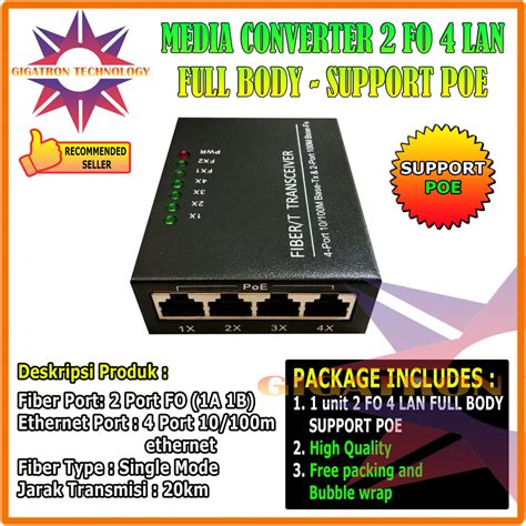 Jual Media Converter Fiber Optic Port FO Port LAN POE Full Body Switch Fiber Optik