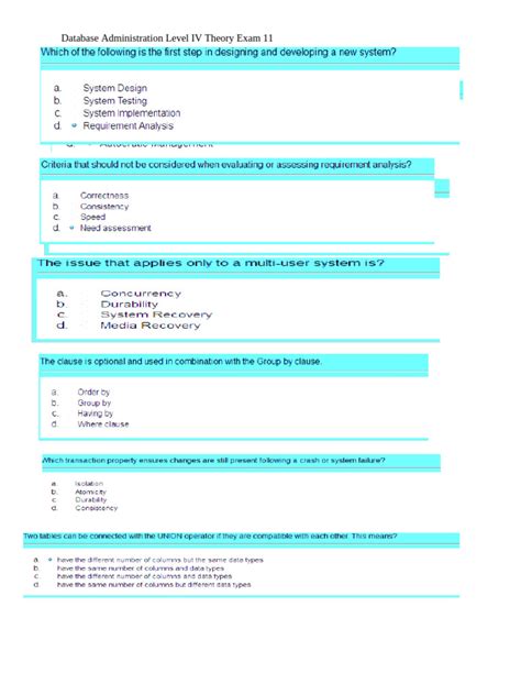 Database Administration Level Iv Theory Exam 11 2 Pdf