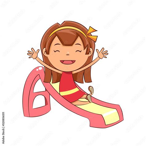 Girl Playing On The Slide Vector Illustration Stock Vector Adobe Stock