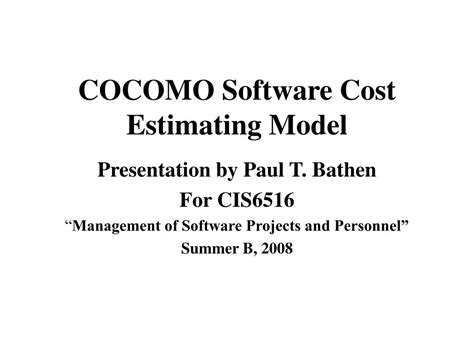 Ppt Cocomo Software Cost Estimating Model Powerpoint Presentation Free Download Id1272505