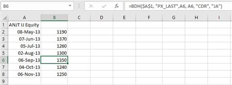 Excel Bloomberg Baddperiods And Bdh Issue Stack Overflow