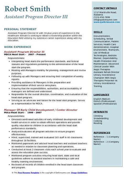 10 Assistant Program Director Resume Samples And Templates For 2025