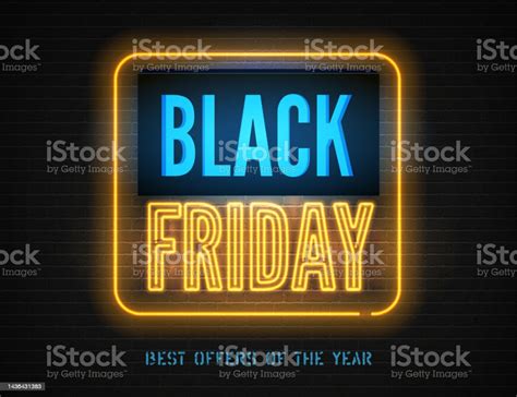 블랙 프라이데이 빈티지 스타일 네온 라이트 박스 연간 할인 제안 벡터 배너 템플릿 개성 개념에 대한 스톡 벡터 아트 및 기타