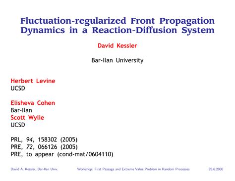 Pdf Fluctuation Regularized Front Propagation Dynamics In Reaction Diffusion Systems
