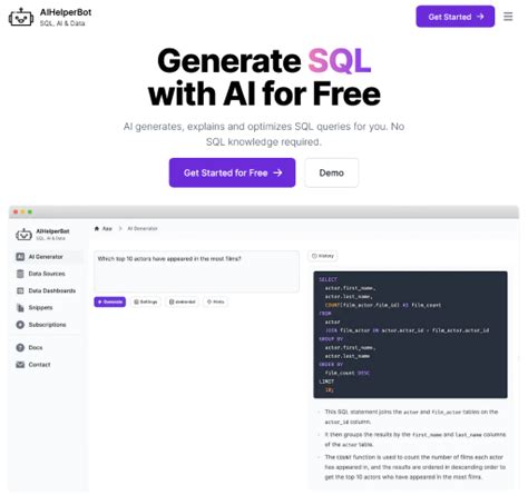 Ai Helper Bot Free Ai Sql Query Generator To Simplify Database