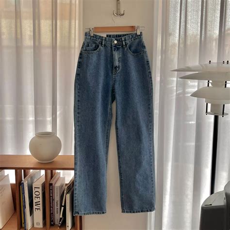 [키큰녀~xl] 2컬러 발렌타인 딥한 연청 진청 하이웨스트 슬림 와이드 핏 롱 데님 팬츠