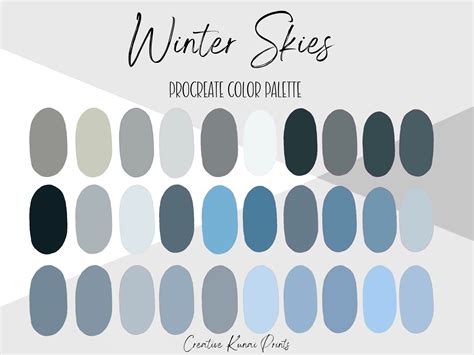 Winter Skies Procreate Palette Sky Color Swatches Instant Download Etsy
