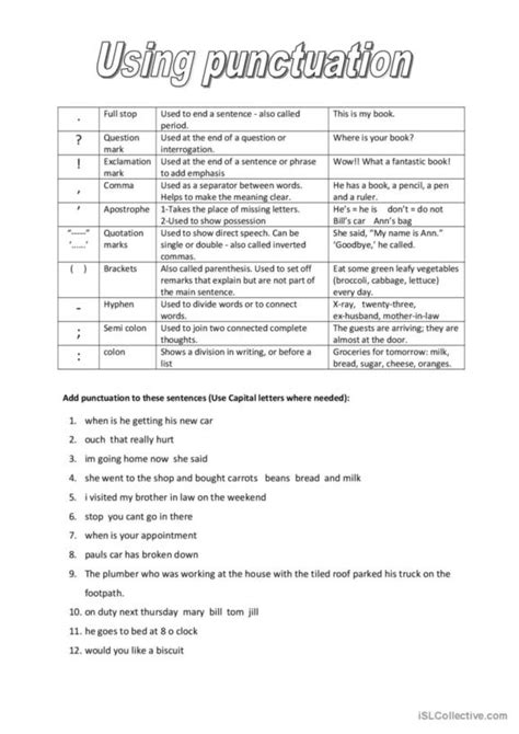 147 Punctuation English ESL Worksheets Pdf Doc