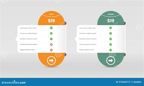 Pricing Comparison Overview Table With Checkpoint And Abstract Curve Shape Stock Vector