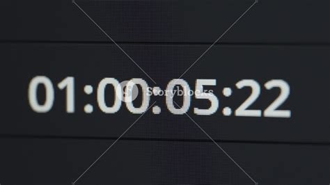 time code running in a video editor software digital clock timer panel