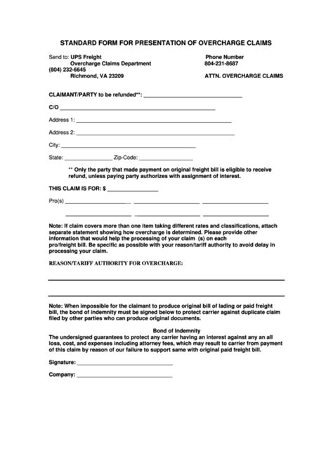Top Ups Freight Claim Form Templates Free To Download In Pdf Format