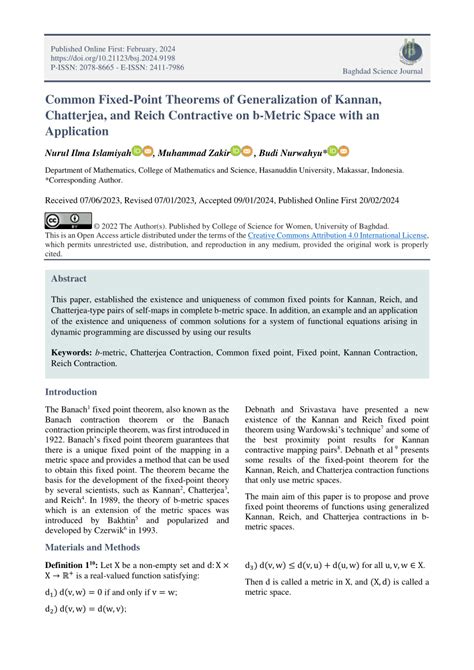 Pdf Common Fixed Point Theorems Of Generalization Of Kannan Chatterjea And Reich Contractive