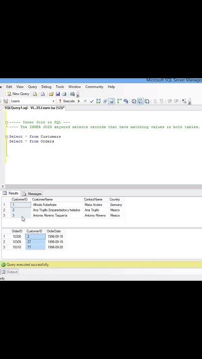 Sql Inner Join Tutorial Combine Tables With Examples Youtube