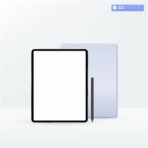 Premium Vector Tablet Blank Screen Icon Symbol Tablet Front And Back With Stylus Template For
