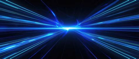 Abstract Blue Light Streaks Speed Tunnel Premium Ai Generated Image