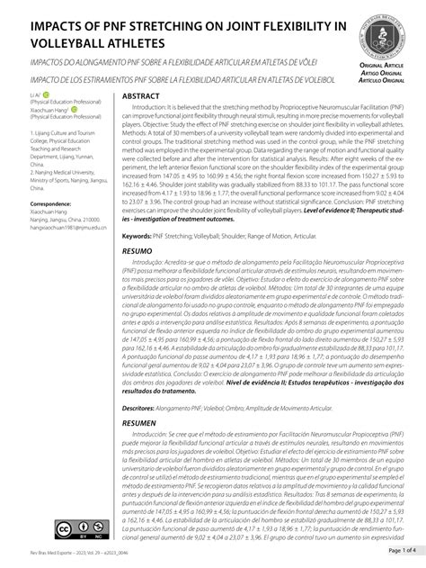 Pdf Impacts Of Pnf Stretching On Joint Flexibility In Volleyball Athletes