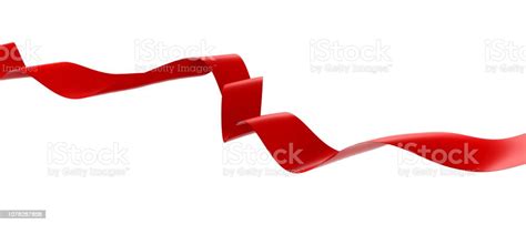 레드 새틴의 리본 고립 된 컷아웃 흰색 배경 배너 3 차원 일러스트 레이 션 3차원 형태에 대한 스톡 사진 및 기타 이미지 3차원 형태 개념 공단 Istock