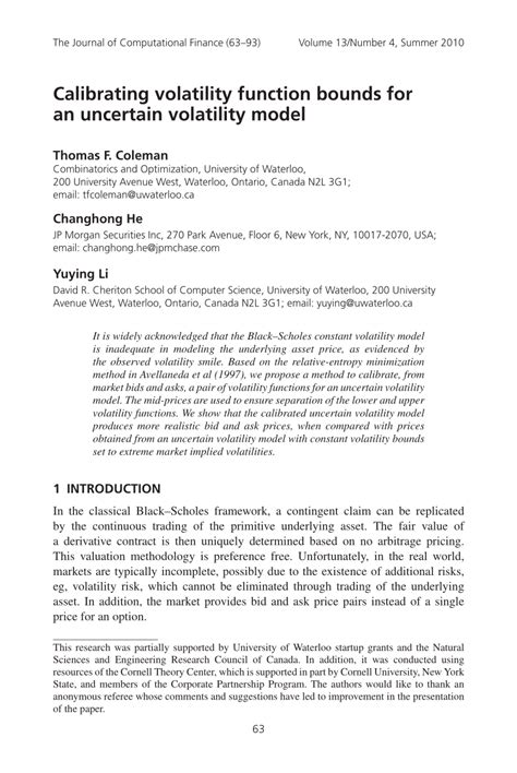 Pdf Calibrating Volatility Function Bounds For An Uncertain