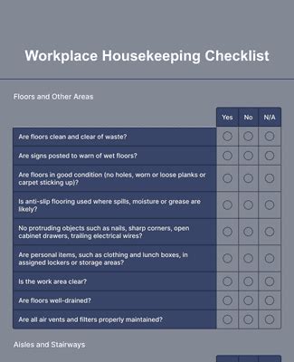 Workplace Housekeeping Checklist Form Template Jotform