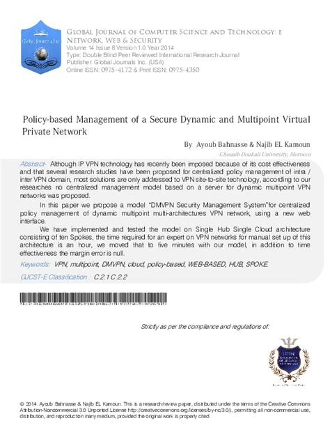 Pdf Policy Basedmanagementofasecuredynamicandmultipointvirtualprivatenetwork Policy Based