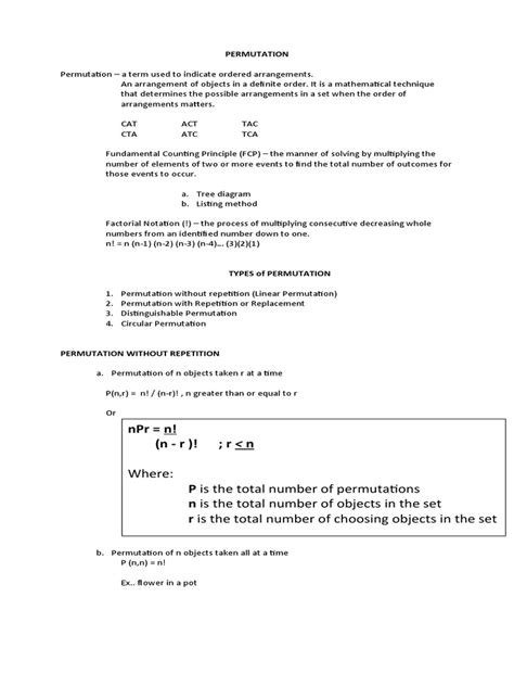 Permutation Notes Pdf Permutation Group Theory