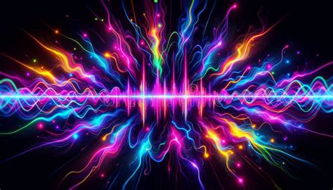Neon Sound Waves Transform Silence Into A Visual Symphony Neon Hued Sound Waves Pulsating With