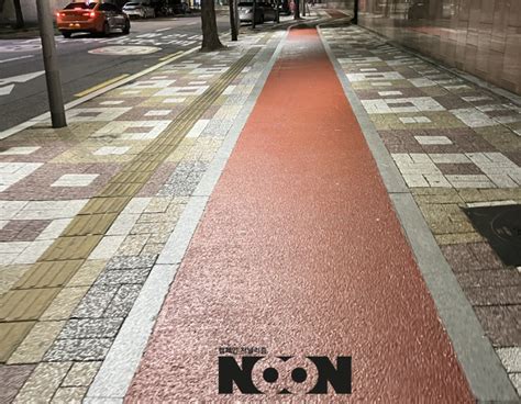 눈 이것은 인도인가 자전거 도로인가