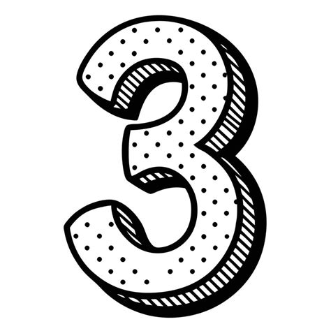 A Minimalistic Traced Number 3 Letter Having Dotted Outline On White