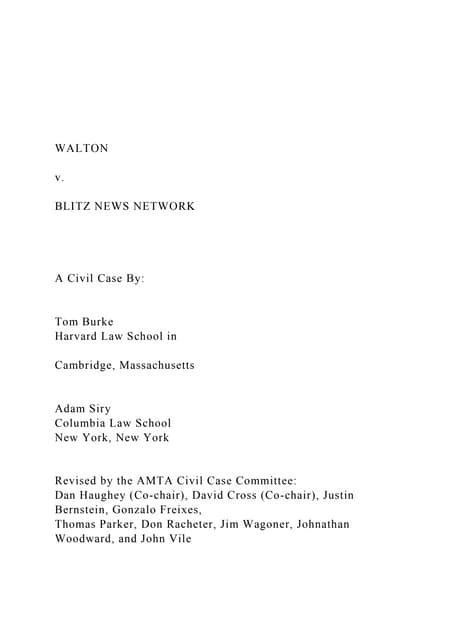 Walton V Blitz News Network A Civil Docx