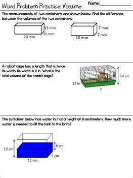 Volume Word Problems Multi Step By TastesLikePaste TpT