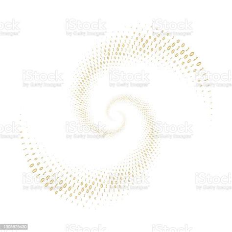 황금 컴퓨터 와 제로의 원형 패턴으로 만든 소용돌이 모양 크기를 사용하여 페이딩 컴퓨터 언어에 대한 스톡 벡터 아트 및 기타