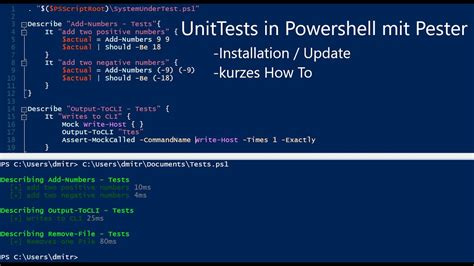 unittests in powershell mit pester youtube