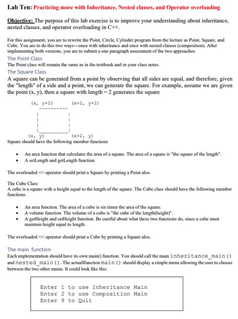 Solved Lab Ten Practicing More With Inheritance Nested