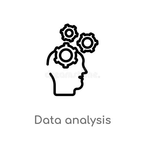 Outline Data Flow Chart Vector Icon Isolated Black Simple Line Element