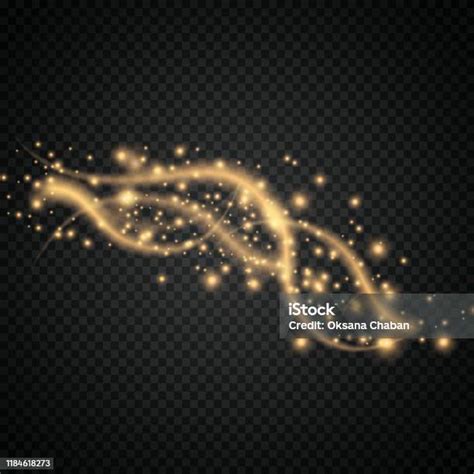 글로우 라이트 효과 벡터 매직 개념입니다 광택 곡선선이 분리된 반짝이는 입자 검은색에 대한 스톡 벡터 아트 및 기타 이미지 검은색 노랑 눈 냉동상태의 물 Istock